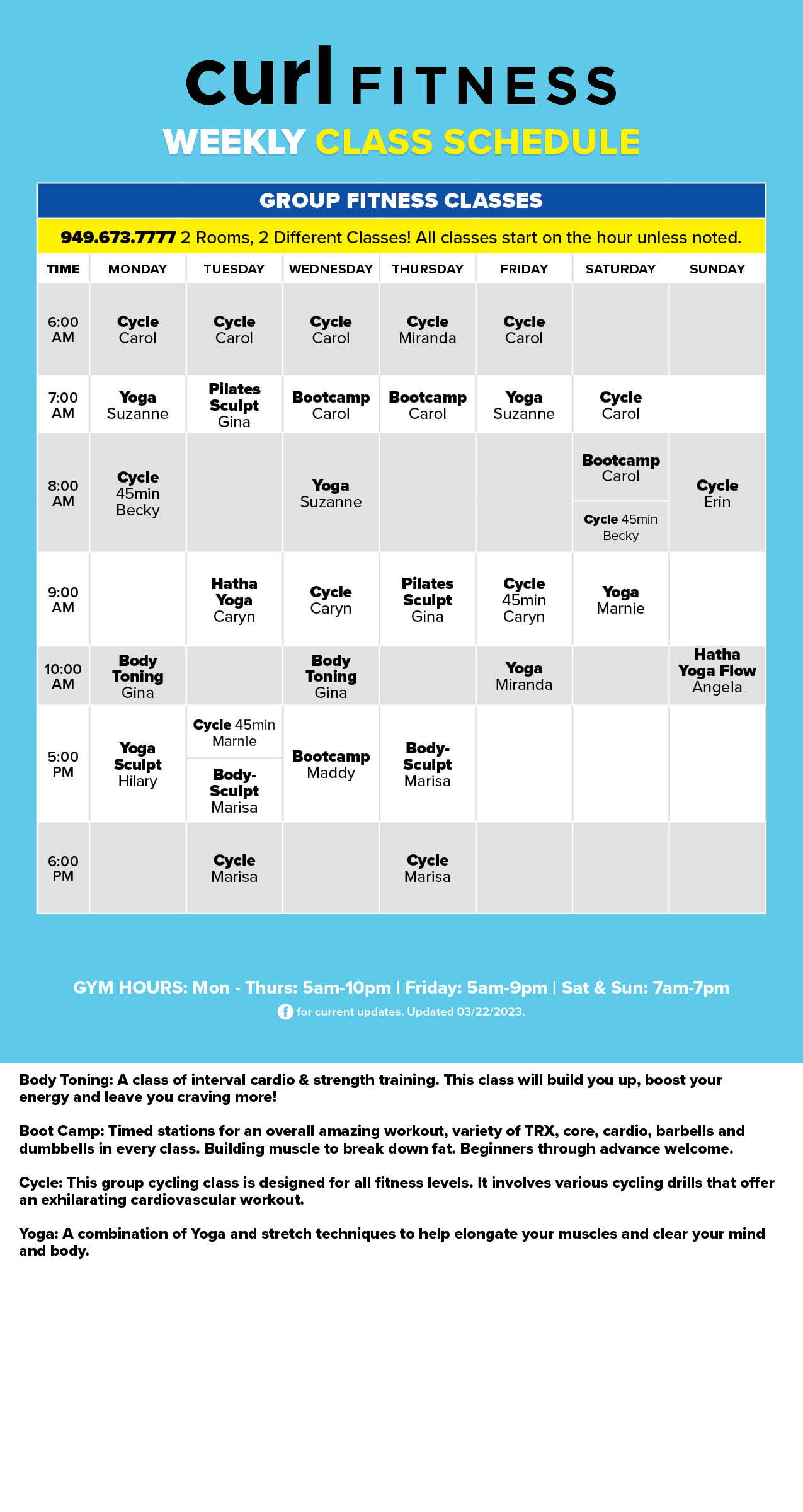 Hour Fitness Class Schedule